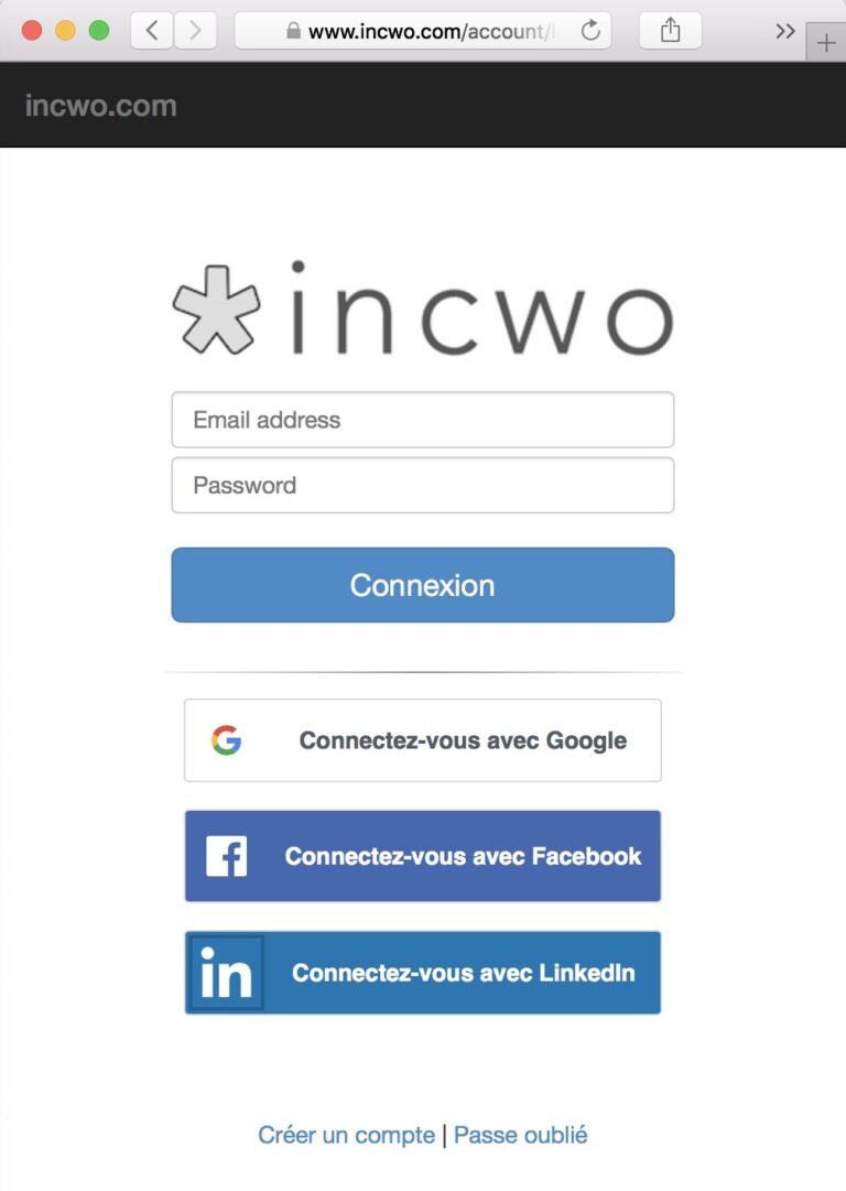 Votre nouvelle page de login incwo - incwo